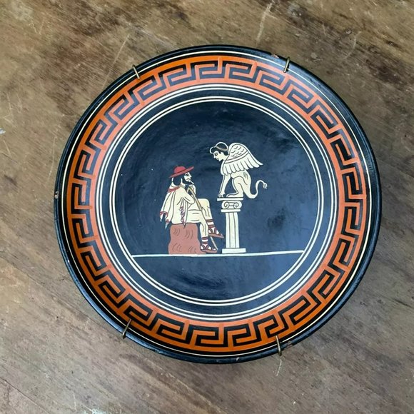 Dining | Vintage Greek Handmade Plate Oedipus Sphinx Figure | Poshmark